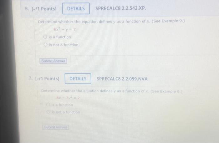 Solved Determine Whether The Equation Defines Y As A