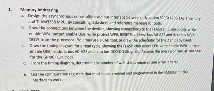 Solved 1. Memory Addressing a. Design the asynchronous | Chegg.com