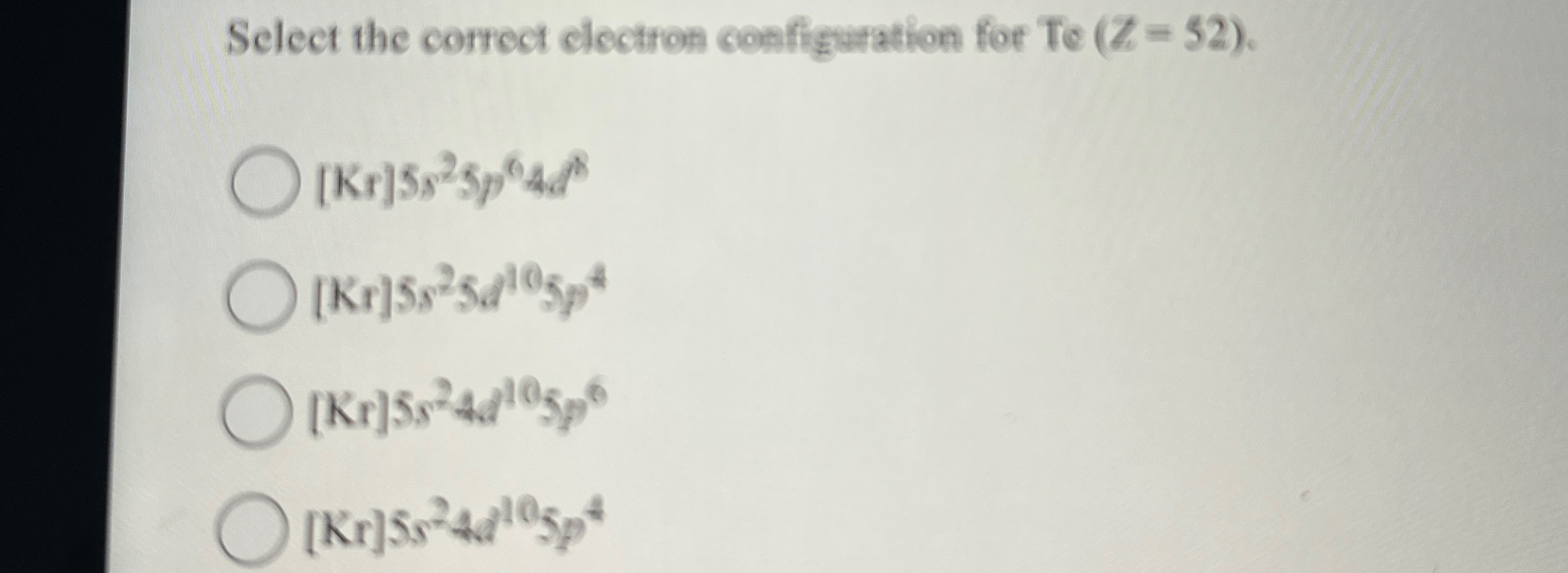 Select the correct clectron configuration for Tc | Chegg.com