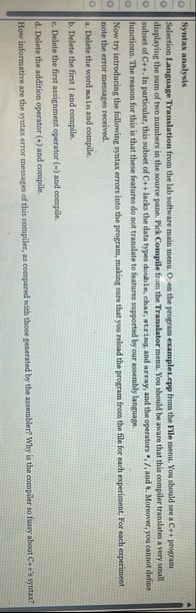 Solved Syntax analysisSelection Language Translation from | Chegg.com