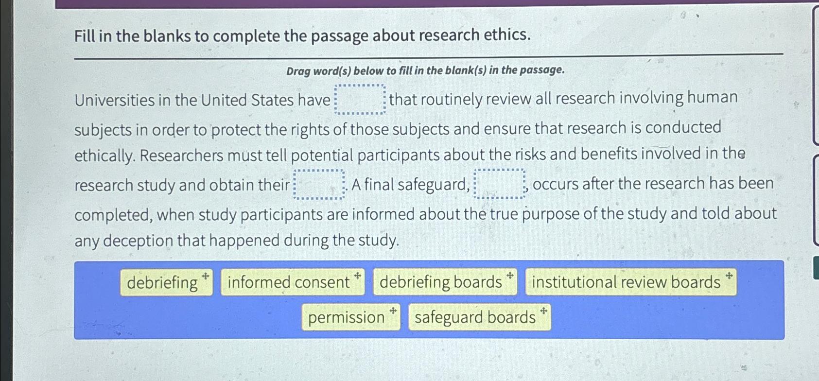 Solved Fill in the blanks to complete the passage about | Chegg.com