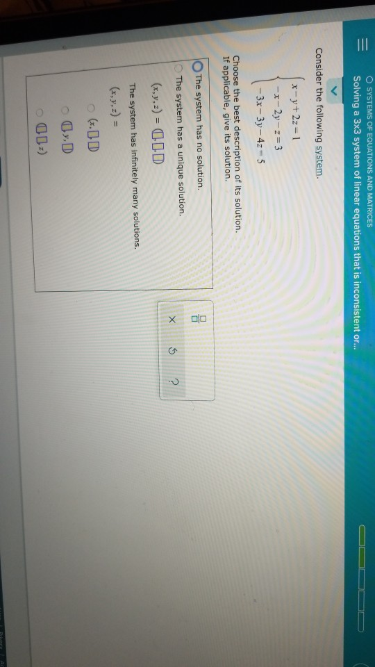 Solved O SYSTEMS OF EQUATIONS AND MATRICES Solving a 3x3 | Chegg.com