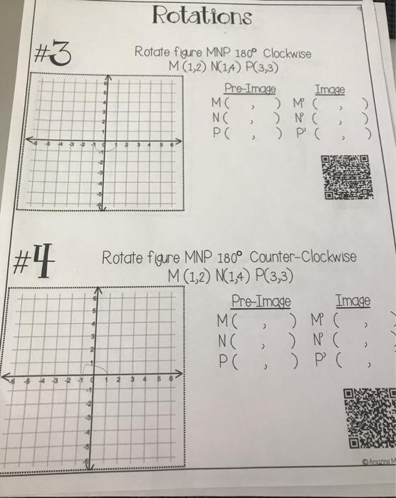 Solved Rotations N #3 Rotate figure MNP 180° Clockwise | Chegg.com