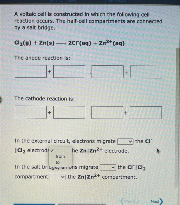 Solved A voltaic cell is constructed in which the following | Chegg.com