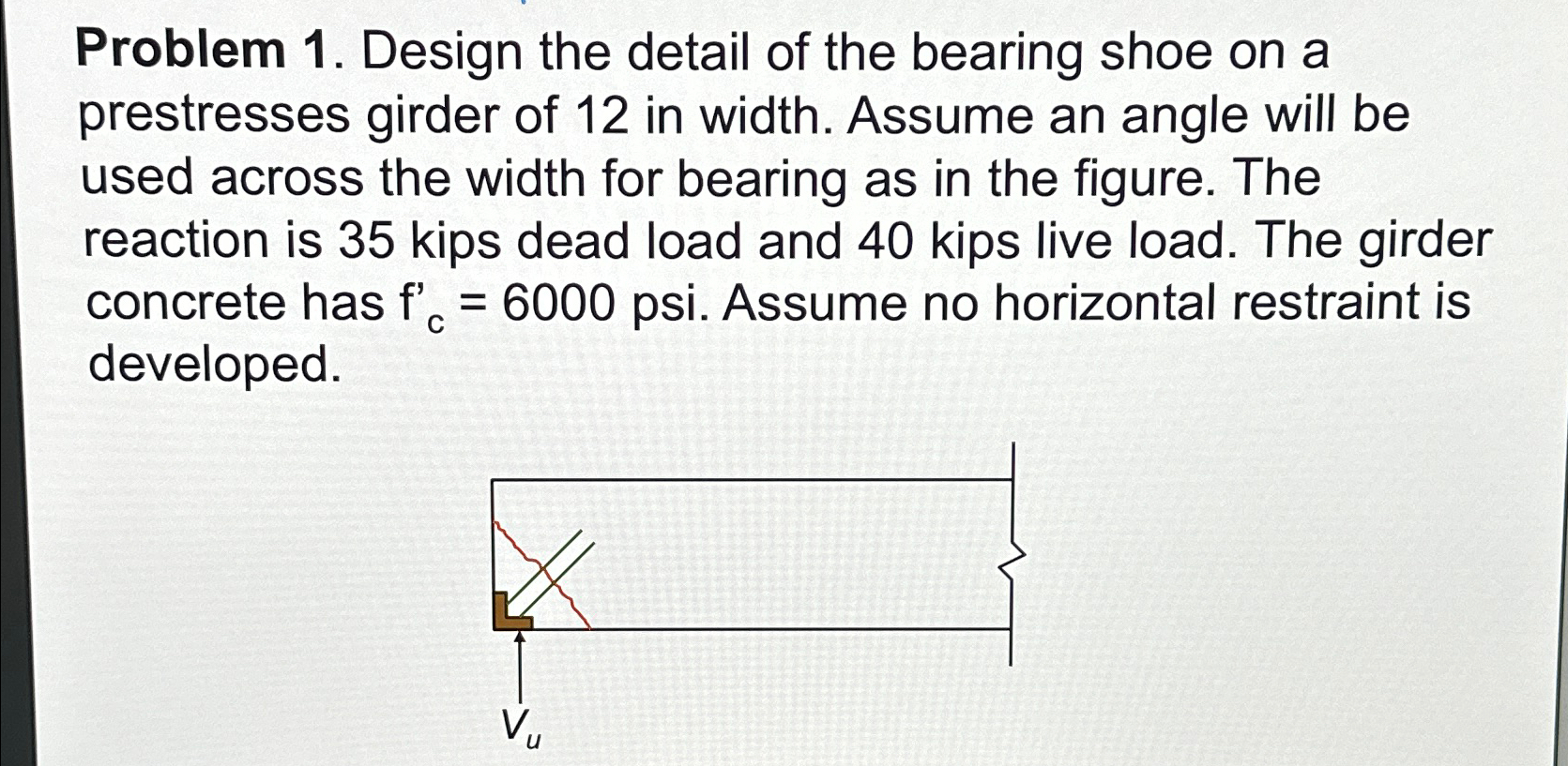 Solved Problem 1. ﻿Design the detail of the bearing shoe on | Chegg.com