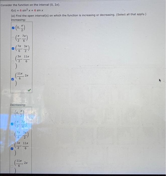 Solved onsider the function on the interval (0,2π). | Chegg.com