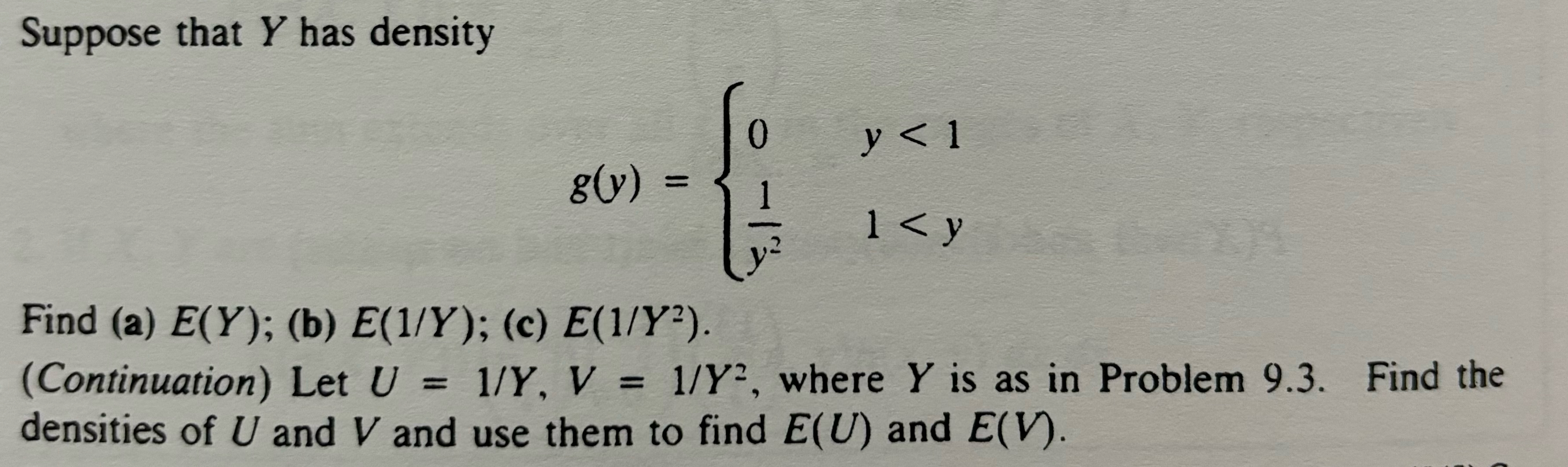 Solved Suppose that Y ﻿has density | Chegg.com
