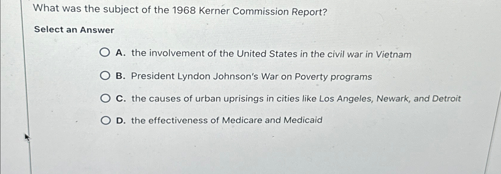 Solved What was the subject of the 1968 ﻿Kerner Commission | Chegg.com