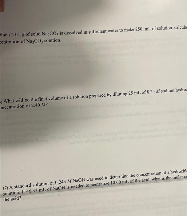Solved When 2.61 g of solid Na2CO3 is dissolved in | Chegg.com