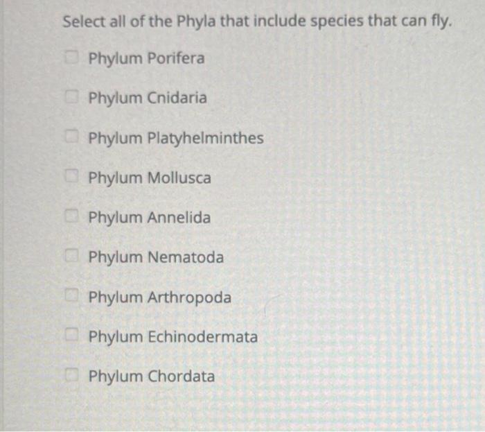 Solved Select all of the Phyla that include species that can | Chegg.com
