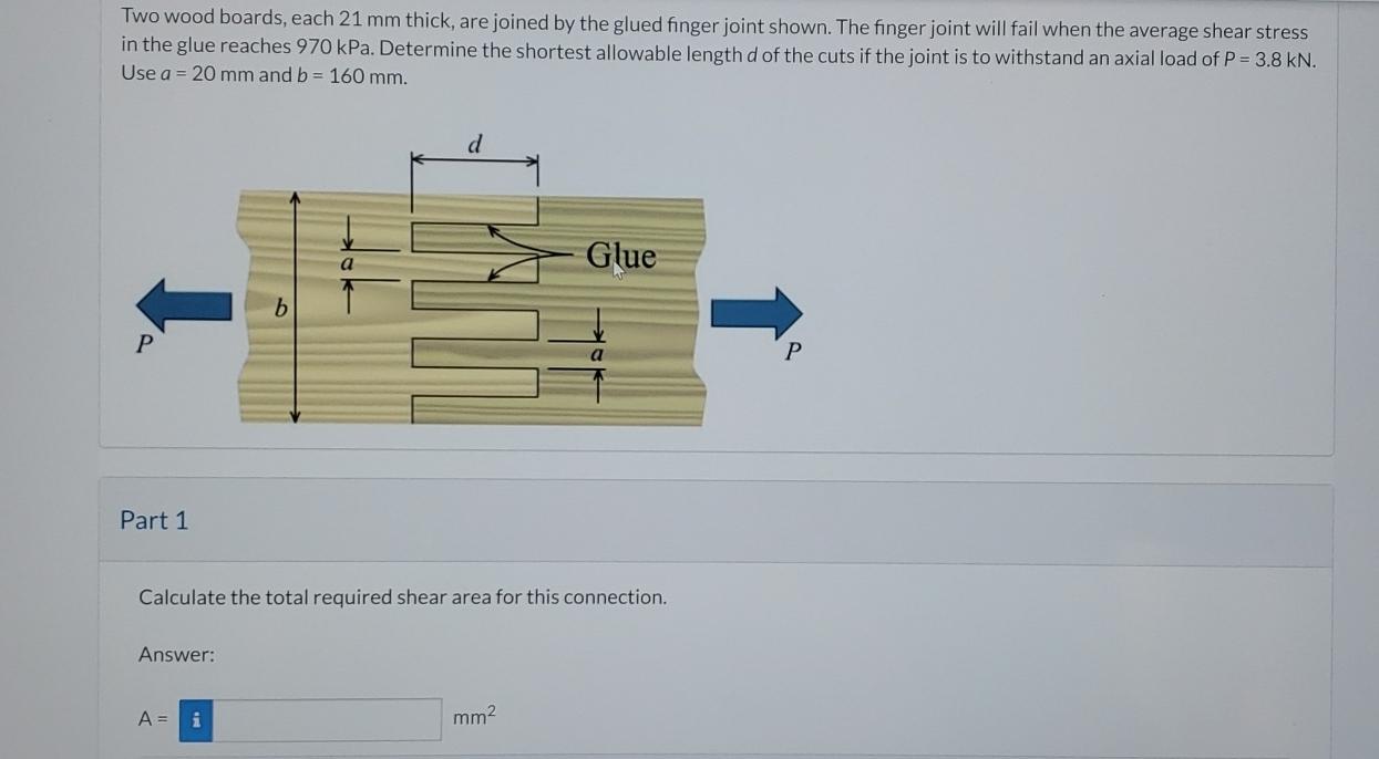 Solved Two wood boards, each 21mm ﻿thick, are joined by the | Chegg.com