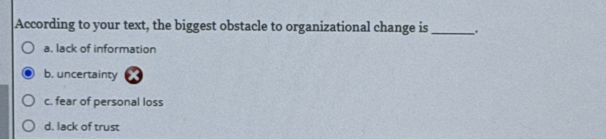 Solved According to your text, the biggest obstacle to | Chegg.com