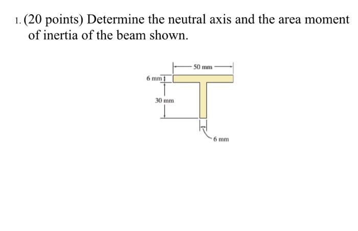 Solved 1. (20 points) Determine the neutral axis and the | Chegg.com