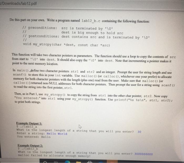 Solved /Downloads/lab12.pdf Do this part on your own. Write | Chegg.com