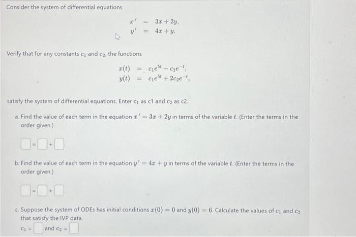 Solved Consider the system of differential equations | Chegg.com