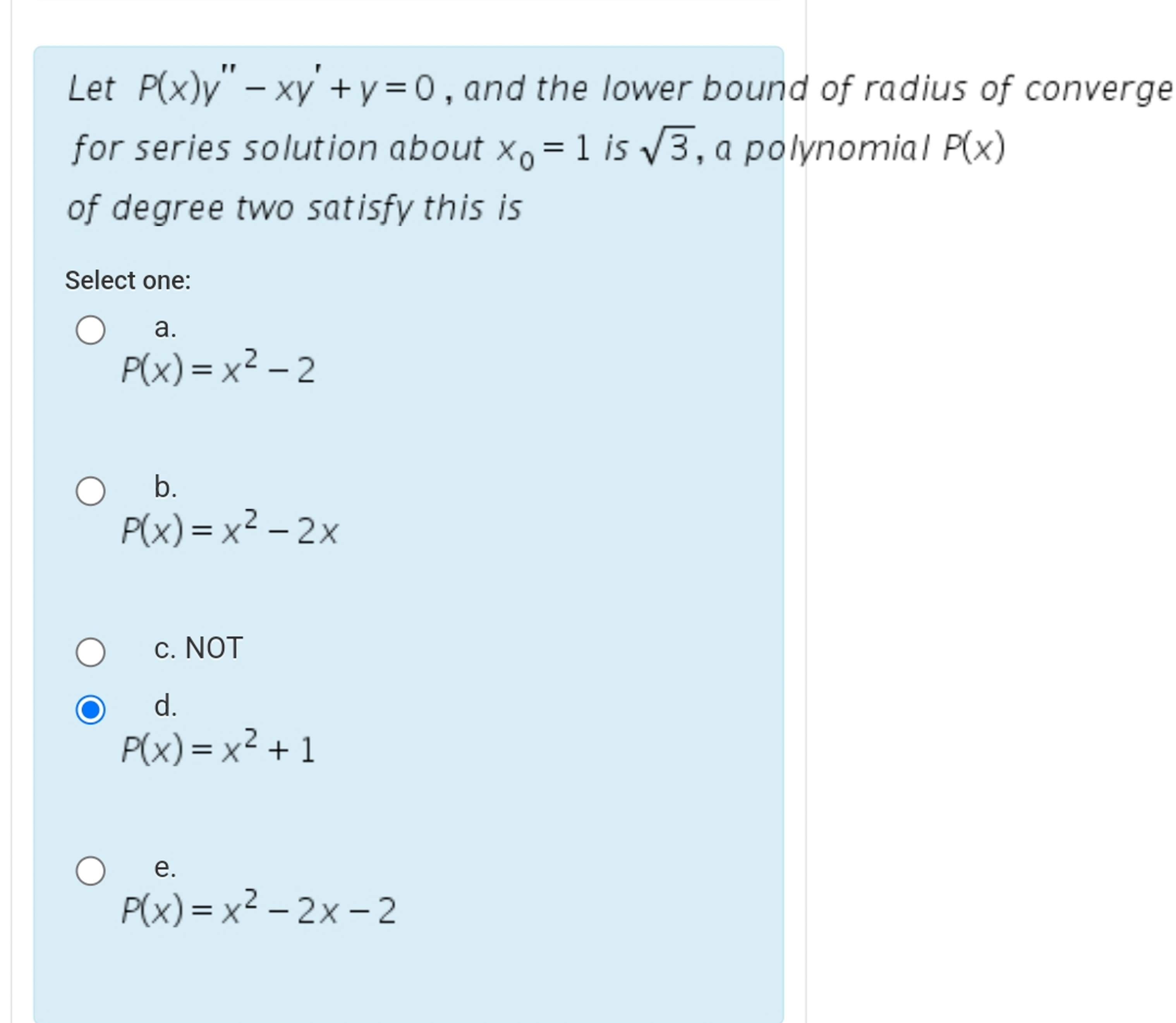 Solved Let P(x)y''-xy'+y=0, ﻿and the lower bound of radius | Chegg.com