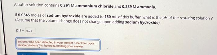 Solved A buffer solution contains 0.391M ammonium chloride | Chegg.com