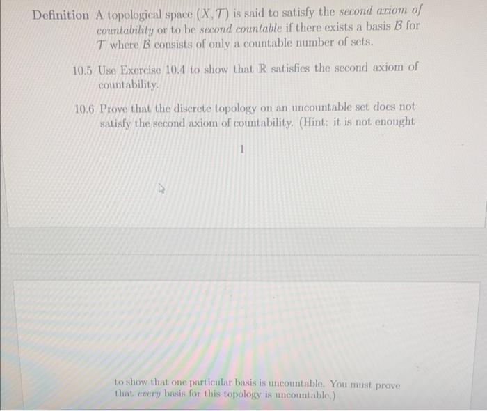 Solved Definition A topological space (X,T) is said to | Chegg.com
