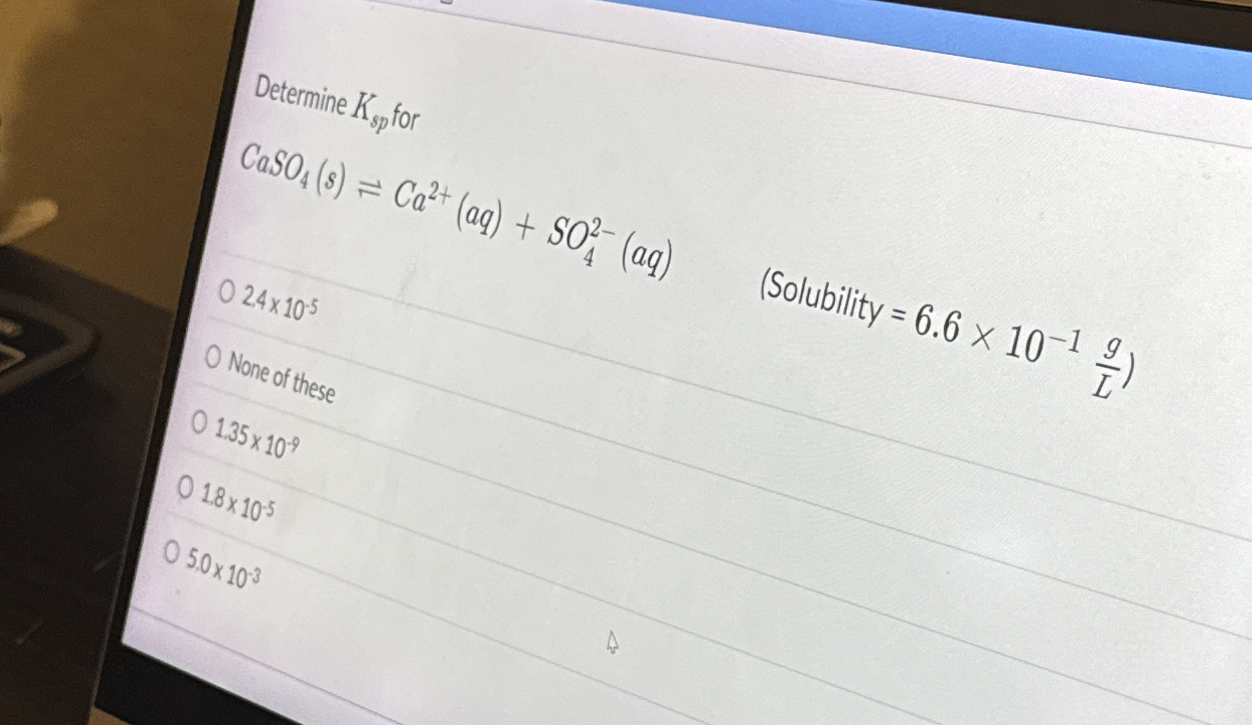 Solved Determine Ksp | Chegg.com