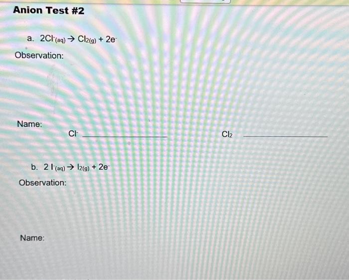 Solved Anion Test #1 To name the following acids, consult | Chegg.com