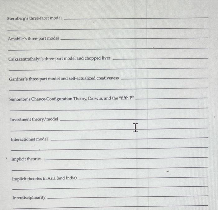 Solved Sternberg's three-facet model Amabile's three-part | Chegg.com
