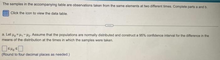 Solved \begin{tabular}{ccc} Unit & Sample 1 & Sample 2 \\ | Chegg.com