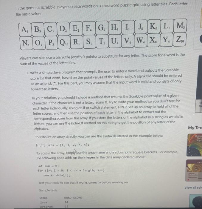 Solved In the game of Scrabble, players create words on a | Chegg.com