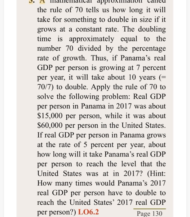 Solved the rule of 70 tells us how long it will take for | Chegg.com