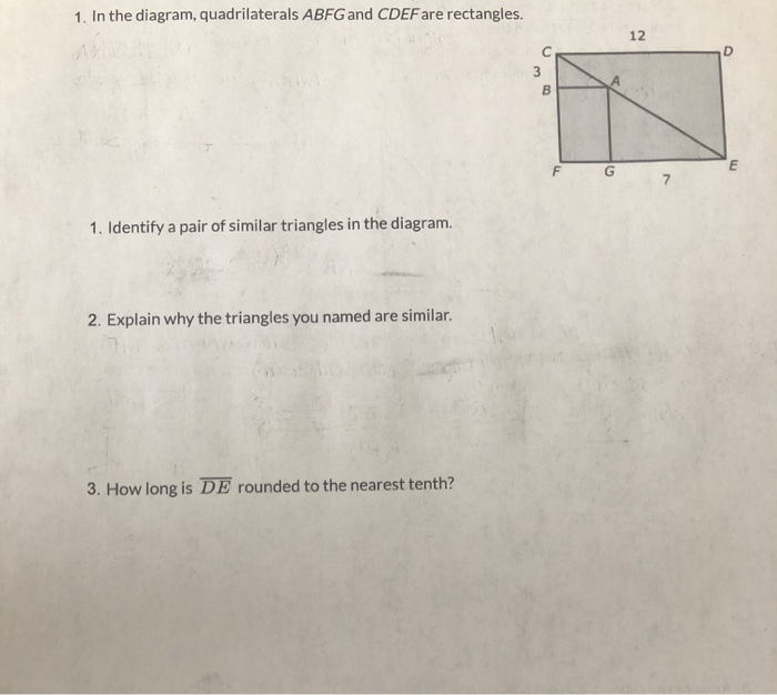 Solved 1. In the diagram, quadrilaterals ABFG and CDEF are | Chegg.com