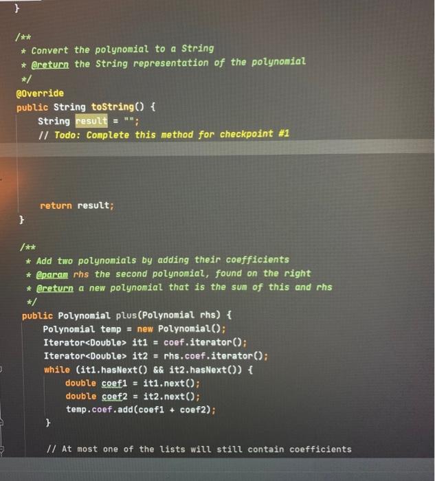 Solved package polynomial; * This class uses a list to | Chegg.com