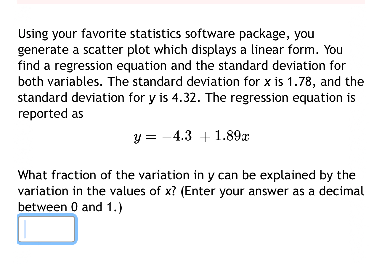 Solved Using your favorite statistics software package, you | Chegg.com