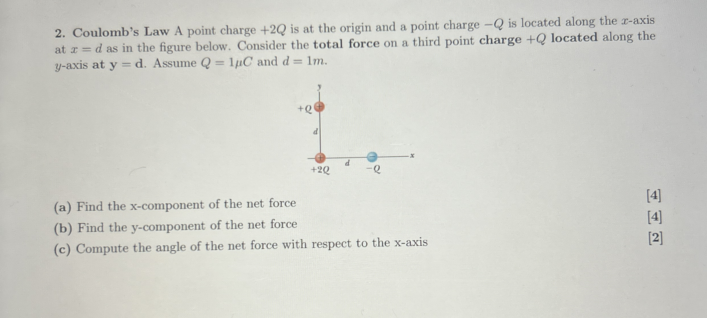 Solved Coulomb's Law A point charge +2Q ﻿is at the origin | Chegg.com