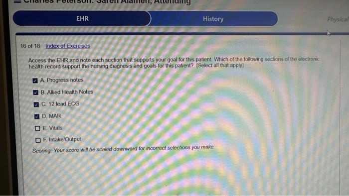 Solved Access the EHR and note each section that supports | Chegg.com