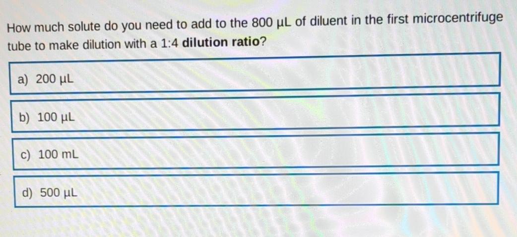 Solved How much solute do you need to add to the 800μL ﻿of | Chegg.com