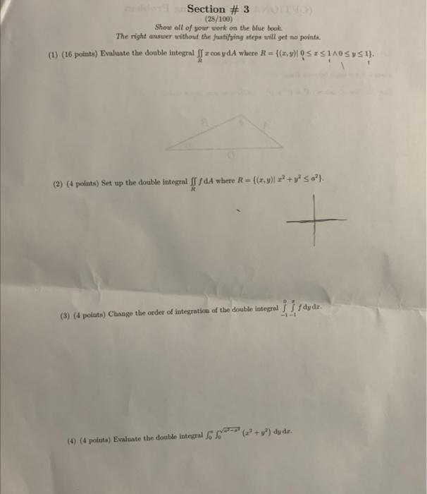 Solved (1) (16 points) Evaluate the double integral | Chegg.com