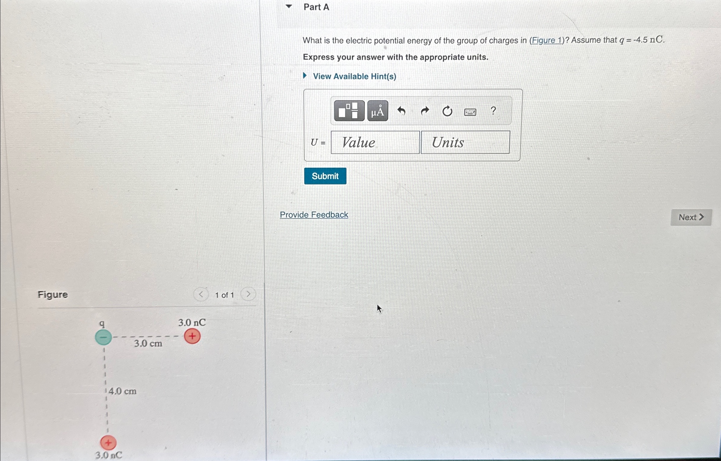 Solved Part AWhat is the electric potential energy of the | Chegg.com