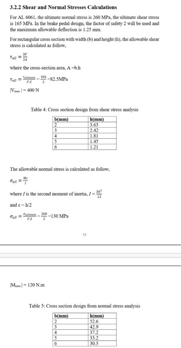 3.2.2 Shear and Normal Stresses Calculations For AL | Chegg.com