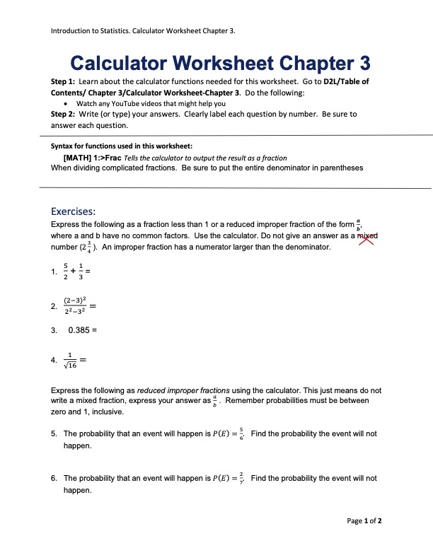 Solved Calculator Worksheet Chapter 3Step 1: Learn about the | Chegg.com