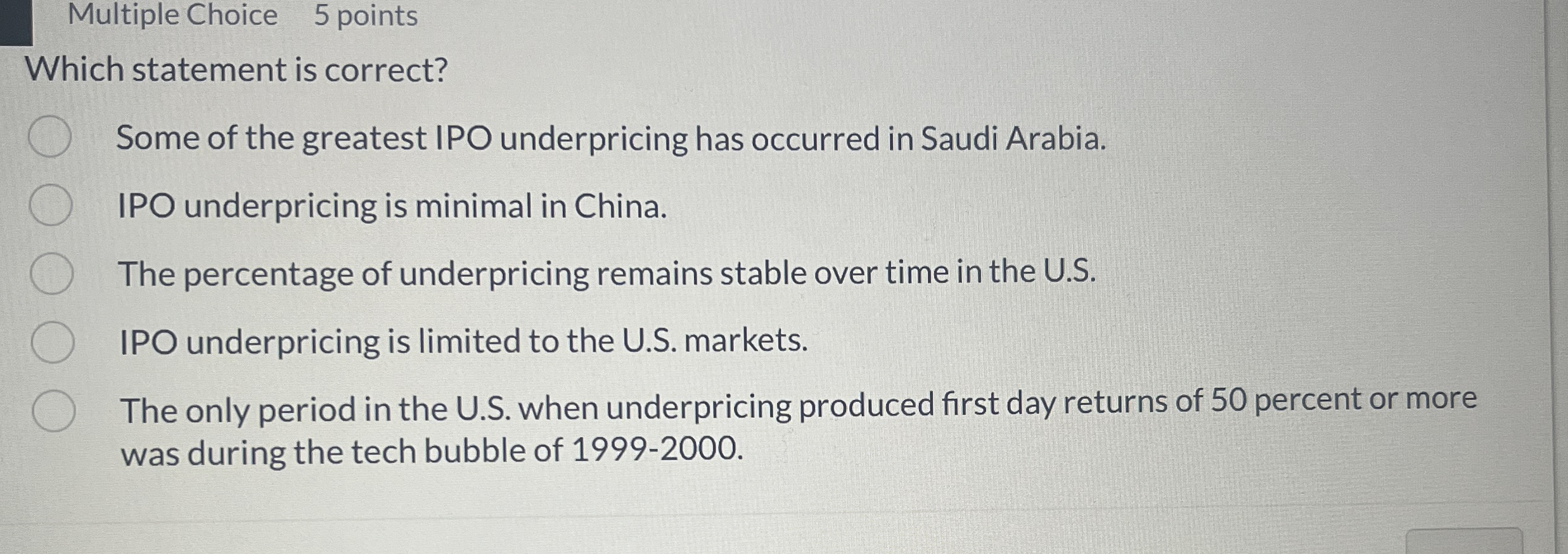 Solved Multiple Choice5 ﻿pointsWhich statement is | Chegg.com