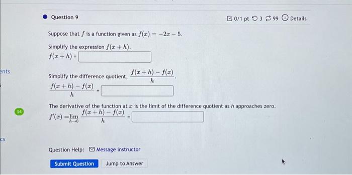 Solved Suppose that f is a function given as f(x)=−2x−5. | Chegg.com