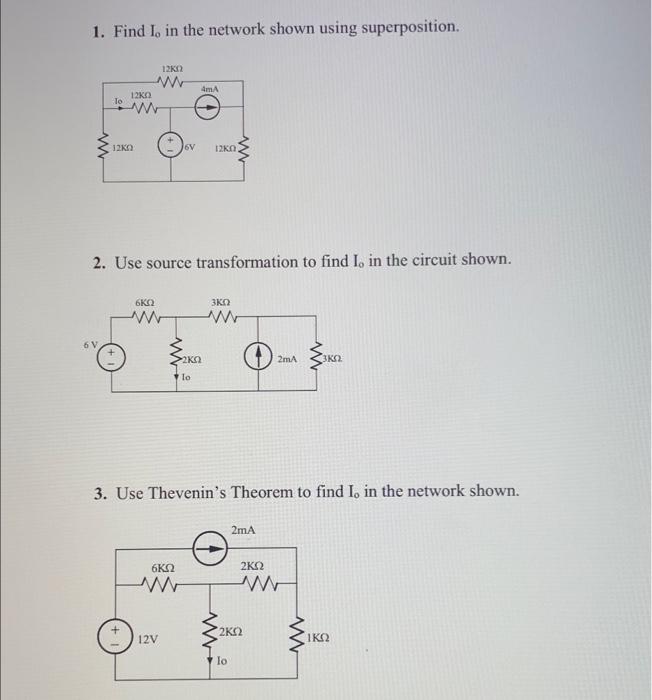Solved 1. Find Io in the network shown using superposition, | Chegg.com