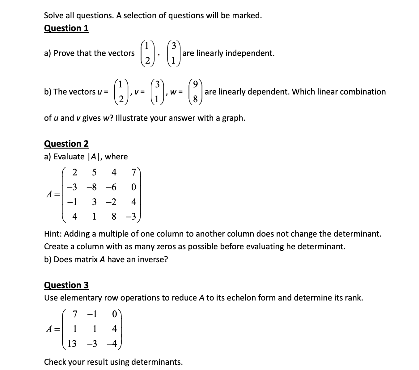 Solved Solve all questions. A selection of questions will be | Chegg.com