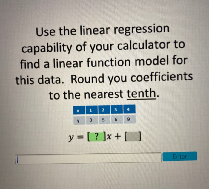 Solved Use the linear regression capability of your | Chegg.com
