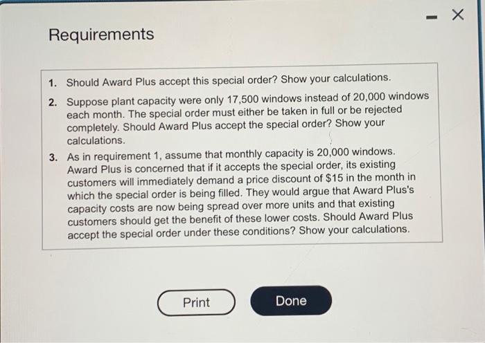 Solved Data tableRequirements 1. Should Award Plus accept | Chegg.com
