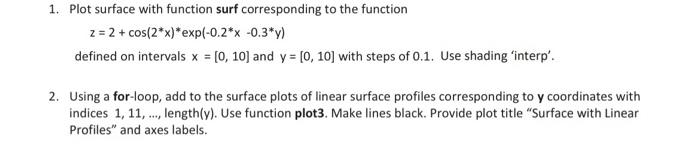 Solved 1. Plot surface with function surf corresponding to | Chegg.com