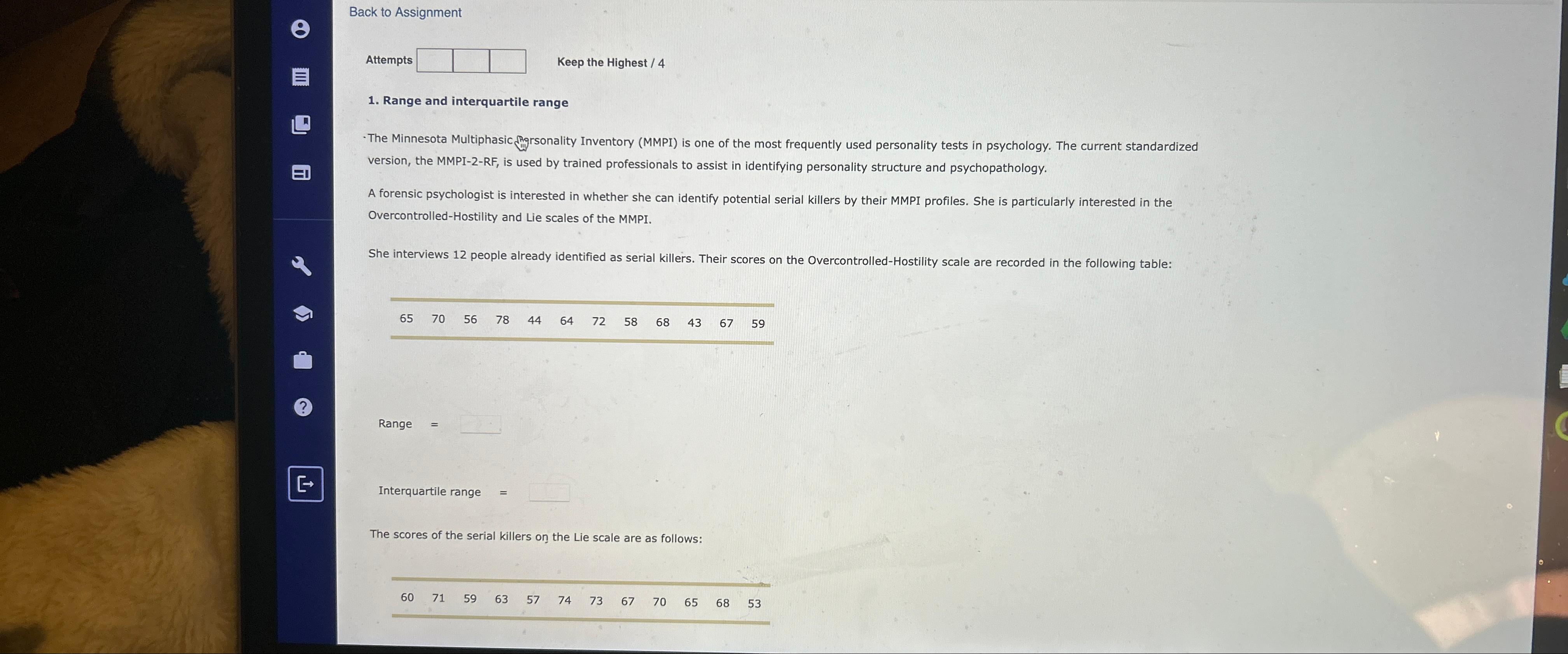 Solved Back to AssignmentAttemptsKeep the Highest / 4Range | Chegg.com
