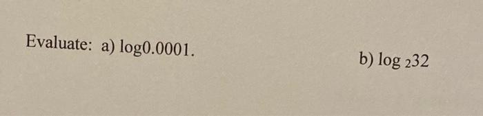 Solved Evaluate: a) log0.0001. b) log 232 | Chegg.com