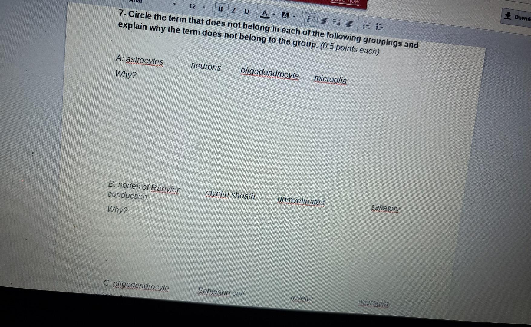 Solved 12 A A 7- Circle the term that does not belong in | Chegg.com