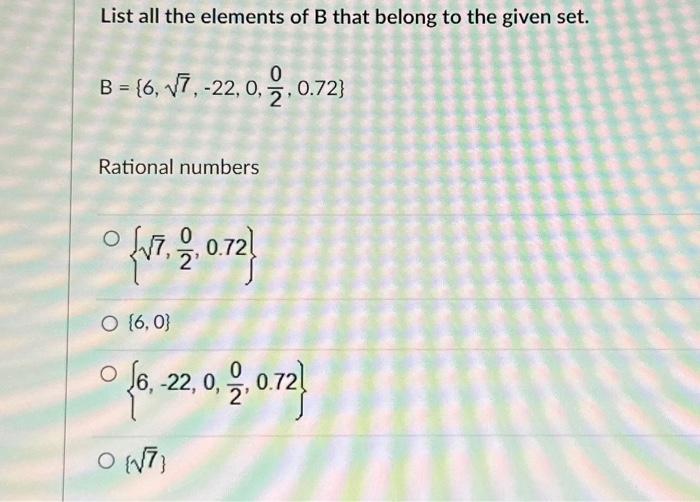 Solved List all the elements of B that belong to the given | Chegg.com