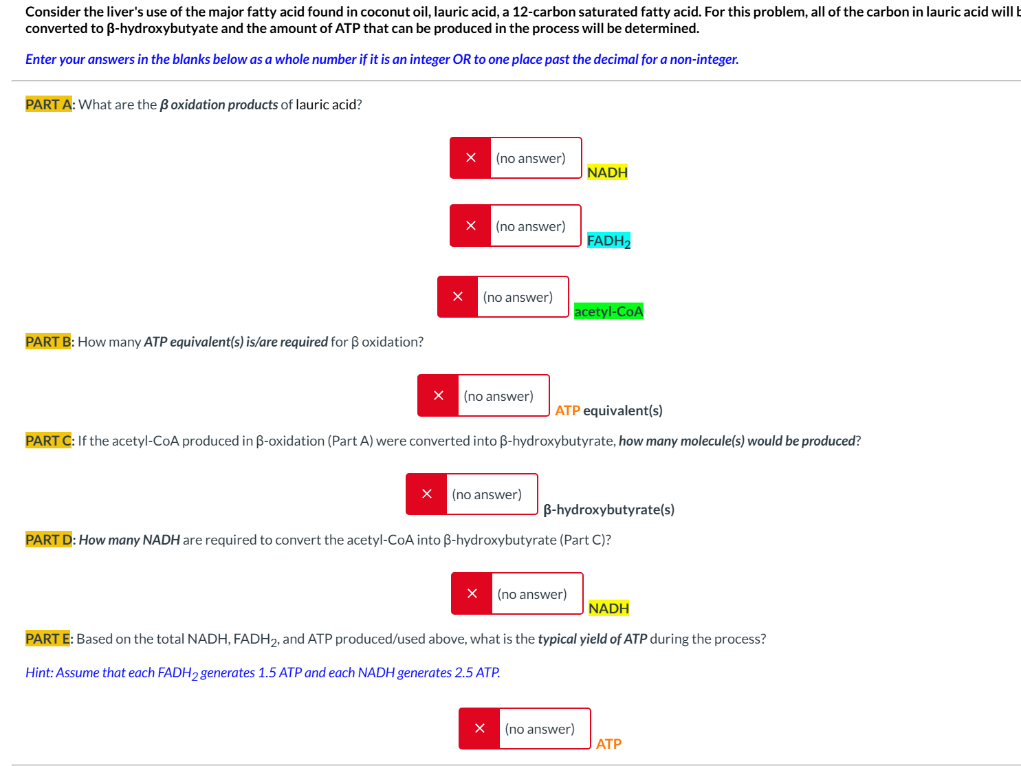 Solved Biochemistry Question: Please help with all parts | Chegg.com